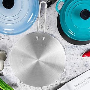 Induction Converter Heat Diffuser Simmer Ring Plate,Stainless Steel Heat Diffuser Induction Plate with Stainless Handle Adapter Converter Gas Electric Cooker Plate (24cm)