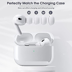 Seltureone 4 Pairs Replacement Ear Tips for Airpods Pro/Airpods Pro 2 with Noise Reduction Hole, Non-Slip Soft Silicone Airpods Pro Replacement Ear Tips with Portable Storage Box (XS/S/M/L)