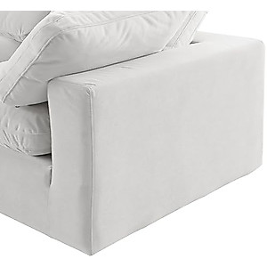 Meridian Furniture 189Cream-Sec6B Comfy Collection Modern | Contemporary Upholstered Modular Sectional, Soft Cream Velvet, Down Feather Cushions, 158" W x 79" D x 34.5" H, Cream