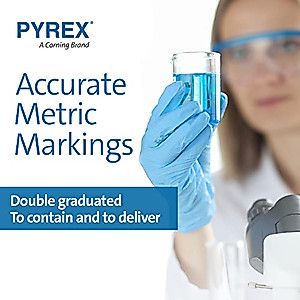 PYREX Griffin Borosilicate Glass Beaker - Low Form Graduated Measuring Beaker with Spout – Premium Scientific Glassware for Laboratories, Classrooms or Home Use - PYREX Chemistry Glassware, 1L, 2/Pk