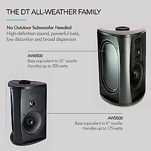 Definitive Technology AW5500 Outdoor Speaker - 5.25-inch Woofer, 175 Watts, High Performance, Built for Extreme Weather (Single, Black)