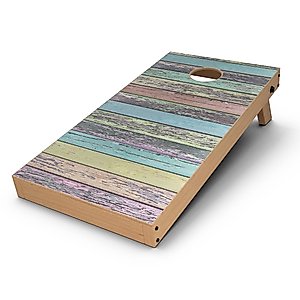 Design Skinz Wood Skin Set for Cornhole (Skin Only) - Chipped Pastel Paint on Wood