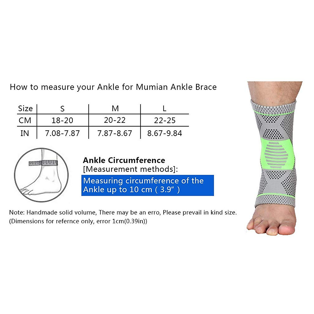 Ankle Support Sleeve, Sport Elastic Ankle Compression Brace Sleeve Socks, Man Woman Ankle Protector for Arthritis Pain Relief Ligament Damage Injury Recovery Plantar Fasciitis Heel Spurs, 1 Pair (S)
