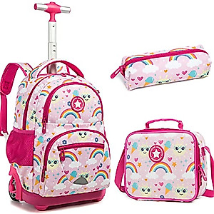 MOHCO Rolling Backpack 16 inch Kids Wheeled School Backpack Set for Boys and Girls