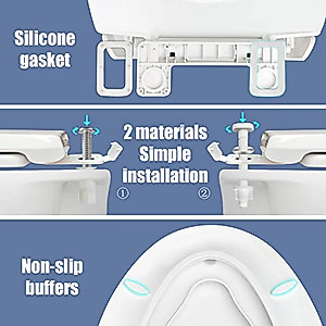 Elongated Toilet Seat with Toddler Seat Built In Soft Close, Slow Close Family Toilet Seat with Potty Training Seat White