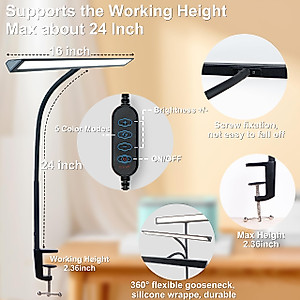 KAiSnova LED Desk Lamp with Clamp, 10W Clip Lamp for Desk 50 Lighting Modes Computer Monitor Lights 360° Flexible Gooseneck Desktop Lighting for Office Home Video Conferencing Workbench Drafting