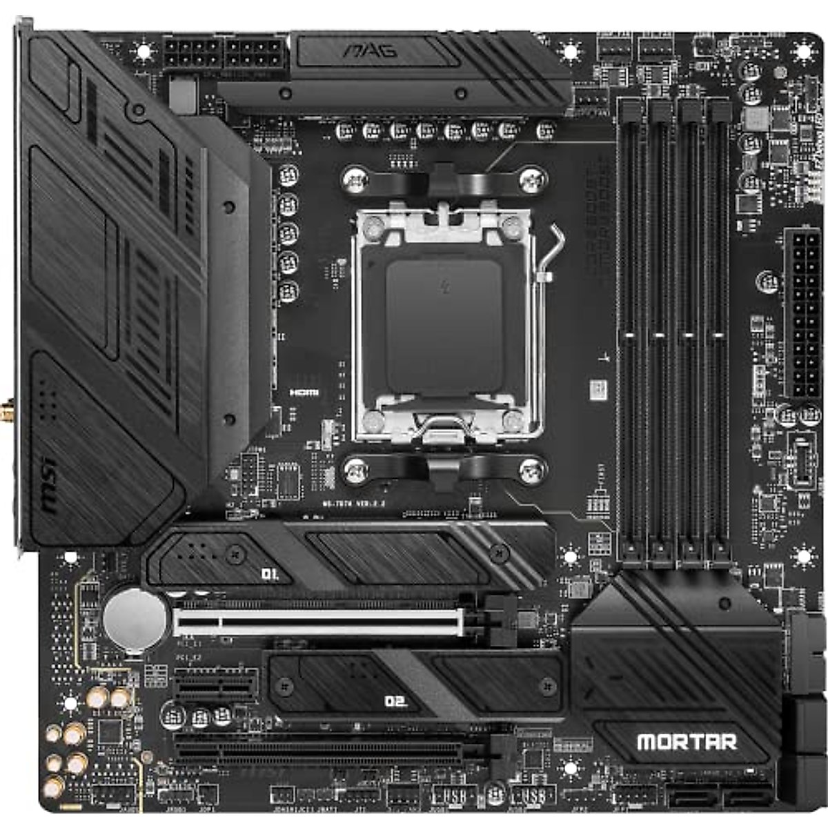 MSI MAG B650M Mortar WiFi Gaming Motherboard (AMD AM5, mATX, DDR5, PCIe 4.0, M.2, SATA 6Gb/s, USB 3.2 Gen 2, HDMI/DP, Wi-Fi 6E, AMD Ryzen 7000 Series Desktop Processors)
