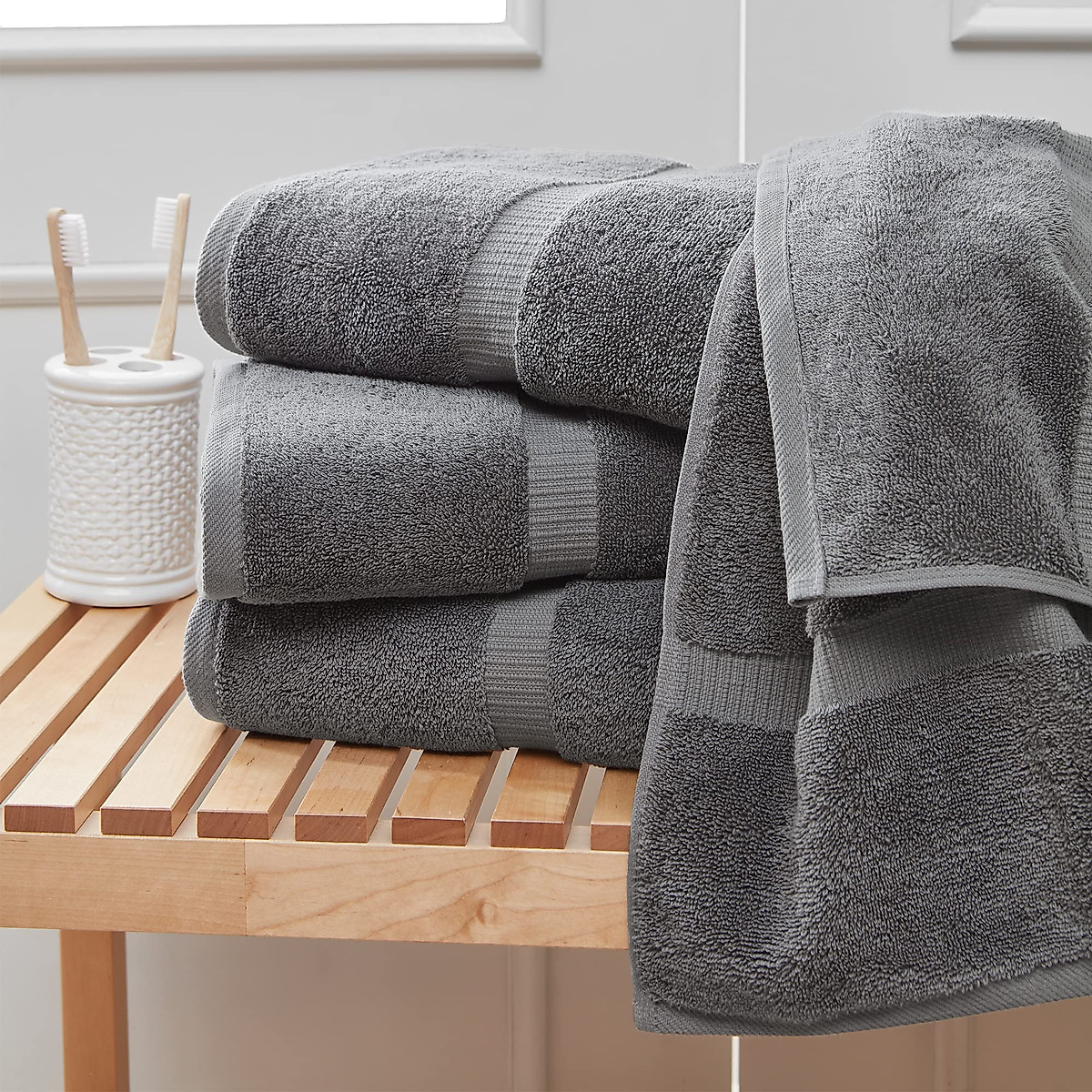 Towel Bazaar Premium Cotton Super Soft and Absorbent Turkish Towels (8-Piece Towel Set, Gray)