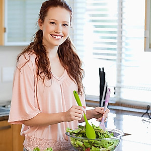 4 Pcs Silicone Spoons for Cooking, 10.6'' Large Mixing Spoon for Cooking Heat Resistant Basting Spoon Serving Spoon, Non Stick Kitchen Utensil Spoons Set for Stirring, Mixing and Serving