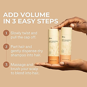 The Earthling Co. Dry Shampoo - Non Aerosol Volumizing Powder for Oil - Natural, Organic Ingredients for Brown and Black Hair - Talc-free formula with Rosemary Oil and Biotin (Dark Hair, 2.6 oz)