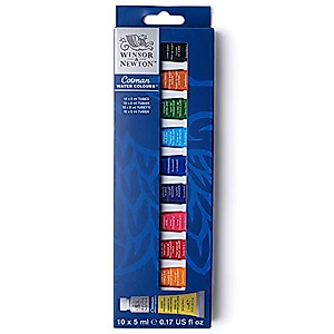 Winsor & Newton Cotman Watercolor Paint Set, 10 Colors, 5ml (0.17-oz) Tubes