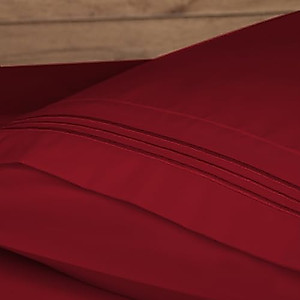 Calimartz Queen Size Sheets – 6 Piece Bedding Sheets & Pillowcases – Hotel Luxury, Soft Microfiber 100GSM, Breathable & Cooling Bed Sheets – with Deep Pocket up to 16’’ – 1800 Thread Count. (Red)