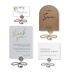 Pomp Loop 'de Loop Place Card Holders (Gold 12 Pack) | Perfect for Dinner Parties, Weddings, & Events | Display Place Cards, Table Numbers, Photos, & Buffet Food Labeling