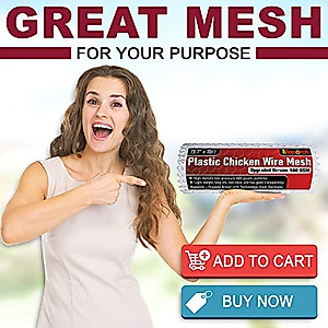 MAPORCH Durable 15.7" x10FT White Plastic Chicken Wire Mesh Fence: Lightweight, Customizable Netting for Garden, Poultry, Crafts - Versatile Fencing Solution, Hexagonal Design