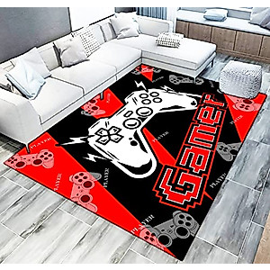 Video Game Controller Gamepad Carpets 3D Printed Pattern Game Area Rugs Non-Slip Carpets Doormats Home Decor for Living Bedroom Game Room(60x39inch)