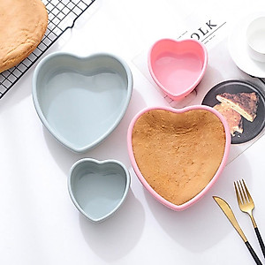 Heart Shaped Cake Pans - Silicone Molds 3pcs Heart Baking Pan 4" 7" 9" Heart Cake Mold Non-Stick Cake Pan Set for Cheese Cake and Brownie Cake