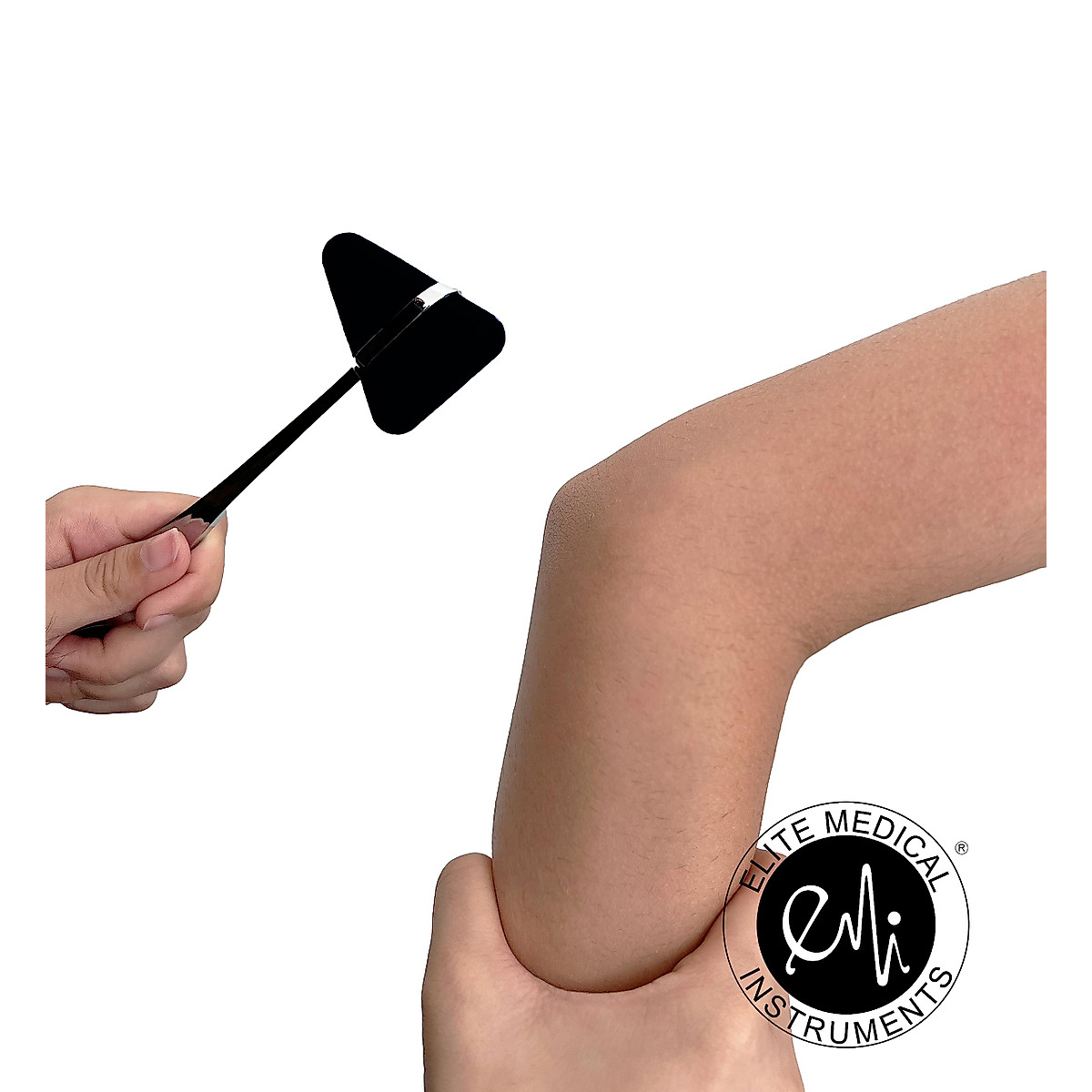 EMI Taylor Tomahawk Percussion Medical Reflex Hammer 7 1/2" with Chrome Plated Handle, Stainless Steel Construction - Precision Reflex Testing Tool for Medical Professionals - Black