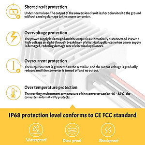 Kohree 24V to 12V Step Down Converter Regulator Reducer 20A 240W Golf Cart DC/DC Converter Regulator Reducer Waterproof for Club Car Truck Vehicle Boat Solar System Scooters Bicycles