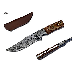 PAL 2000 KNIVES DAM-6010 Handmade Damascus Steel Knife laminate wood with Leather Sheath