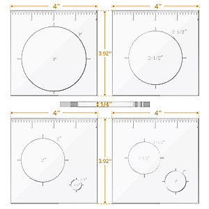 Monliful Pack of 4 Circle Inlay Template Set Router Templates for Woodworking,Router Jig Templates Decorative Templates
