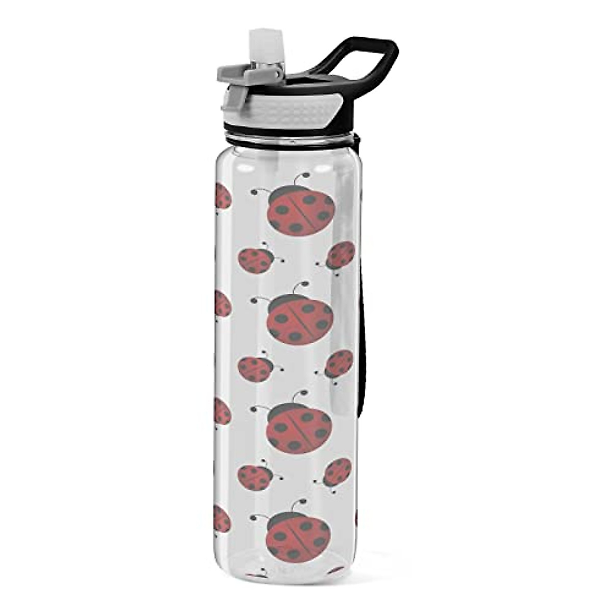 xigua Ladybug Water Bottle with Straw Lid,32 oz Leakproof Sport Water Bottle with Wide Handle for Gym,Cycling,School,Travel