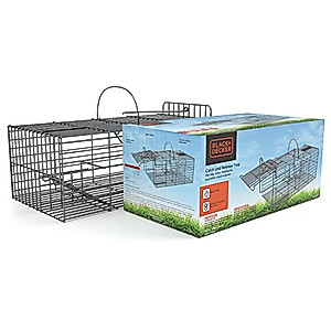 BLACK+DECKER Rat Trap- Rat Traps Indoor & Outdoor- Humane Mouse Trap Cage- Live Animal Trap for Squirrels Chipmunks and Other Small Rodents- Catch and Release No Kill Mouse Traps