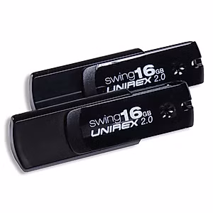 Unirex 2 Pack Swing 16GB USB 2.0 Thumb Drive, Black | Memory Stick Storage is Compatible with Computer, Tablet, or Laptop