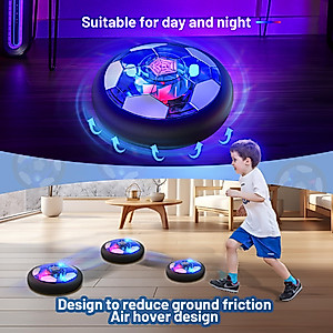 Hover Soccer Ball Boy Toys, Soccer Gifts for 3 4 5 6 7 8+ Year Old Boys Girls, Rechargeable Air Floating Soccer with LED Light and Upgraded Foam Bumper, Indoor Birthday Gifts for Kids Age 3-12