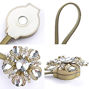 SUQ I OME Luxury Big Crystal Magnetic Curtain Tieback and Holdback Flower Curtain Clips Buckle Curtain Holder for Home Office Decoration (Bronze A,2PCS)