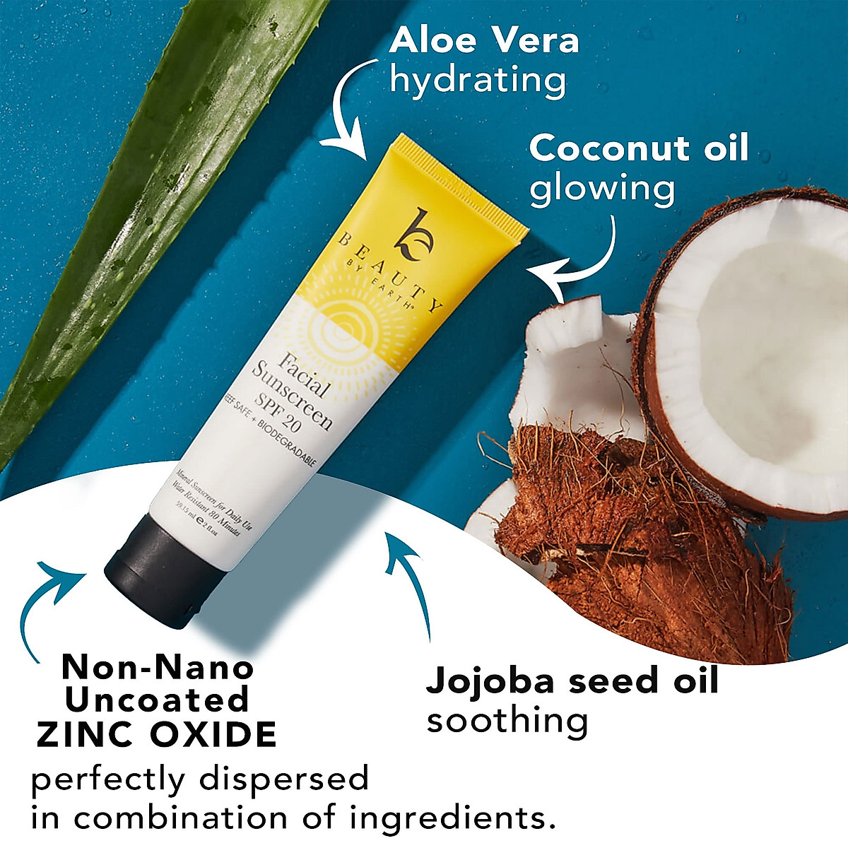 Face Sunscreen SPF 20 - USA Made Mineral Face Reef Friendly Sunscreen With Natural & Organic Ingredients, Biodegradable Zinc Oxide for Daily Use, Facial Lotion Travel Size