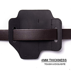 Gentlestache Belt Sheath, Practical EDC Leather Belt Organizer with Multitool Pouch, Flashlight/Pen Holder and Keychain Clip for Men Black