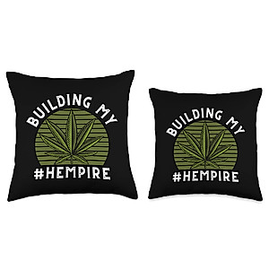 Funny Cannabis Saying Building My Hempire CBD Tees Building My Hempire Funny Hemp CBD Cannabis Throw Pillow, 18x18, Multicolor