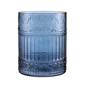 WHOLE HOUSEWARES | Bathroom Wastebasket | Mosaic Glass Decoration | Bathroom Trash Can | Bathroom Accessory | Shiny Glass Garbage Can | 7.5" x 10"
