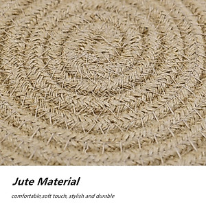 GIBZ Jute Storage Baskets with Tassel, Decorative Natural Round Basket Set Home Organizer for Bedroom, Nursery, Living Room, Bathroom Beige Set of 3