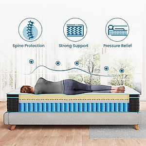 Povirt Twin Mattress, 12 Inch Hybrid Twin Size Mattress in a Box, Cool Memory Foam and Pocket Coils Innerspring Mattress for Pressure Relief & Motion Isolation, Medium Firm Feel