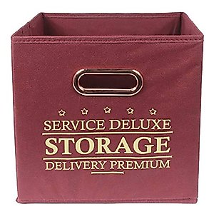 Je Cherche Une Idee 15 Litre Folding Storage Cube - Burgundy - 25cm x 25cm x 25cm