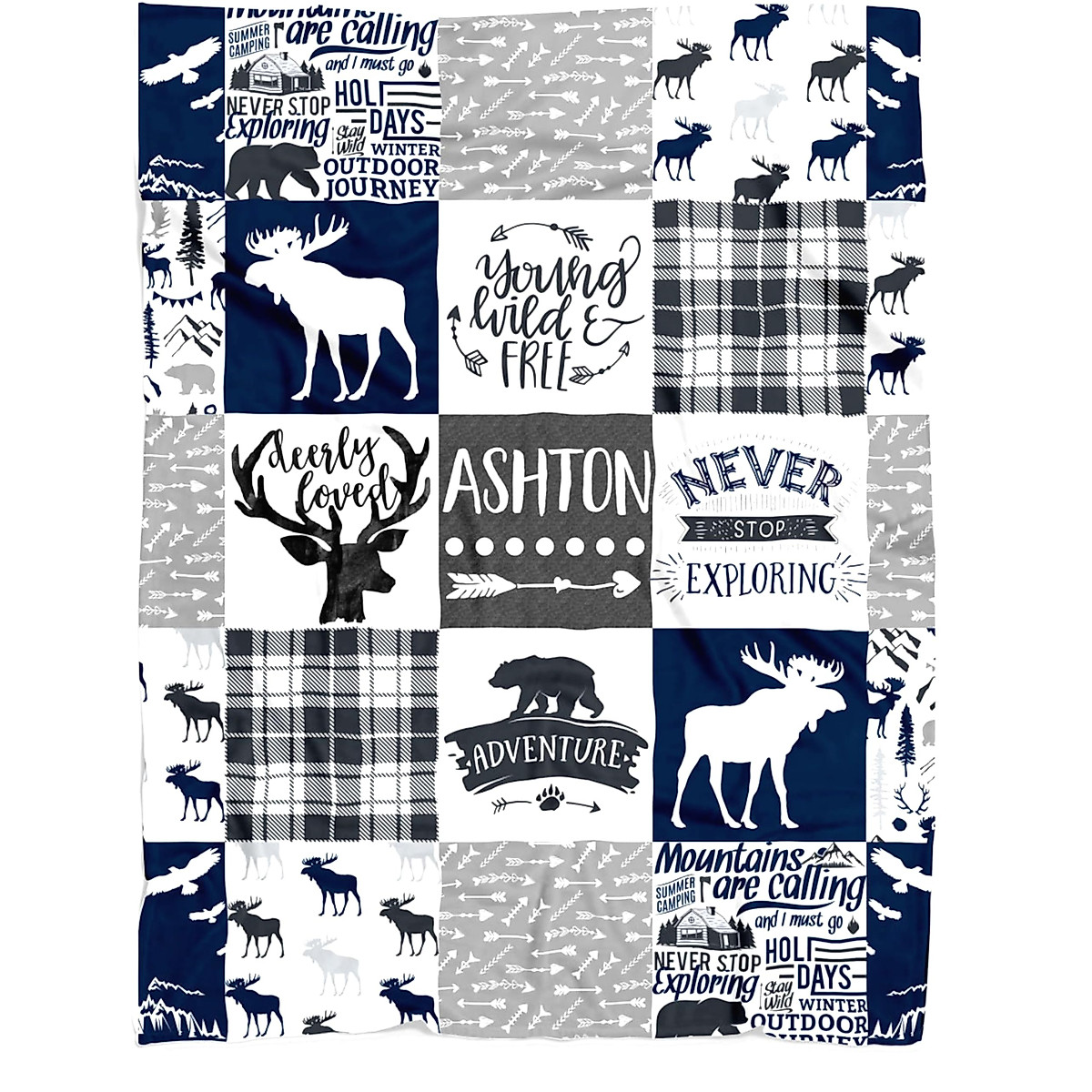 Woodland Creatures Personalized Blanket for Baby Boy, Infant & Toddler Minky Personalized Baby Blanket with Name - Custom Baby Blanket, Personalized Baby Blankets for Boys (30"x40" White Back)