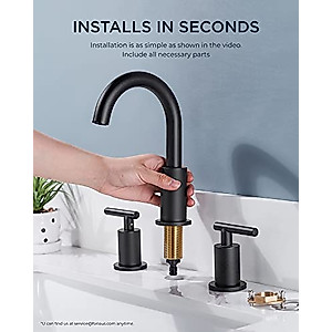 FORIOUS Matte Black Bathroom Faucet 3 Hole, 8 Inch Widespread Bathroom Faucet Black with Metal Pop-up Drain Assembly, Two Handle Vanity Faucet with cUPC Supply Lines, 8" Black Bathroom Faucet