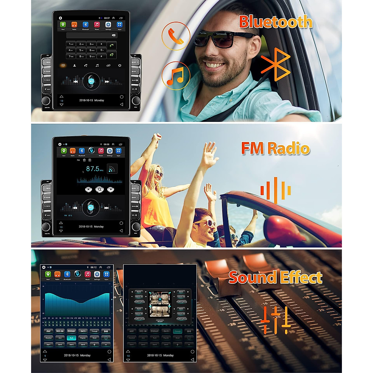 Rimoody Car Stereo Double Din Vertical Car Radio with Bluetooth GPS Navigation, 9.7'' Touchscreen Backup Camera IOS/Android Mirror Link USB FM WiFi Head Unit