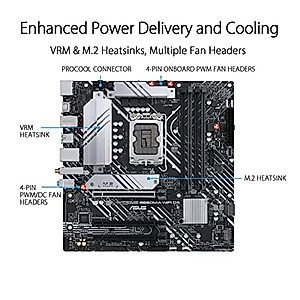 ASUS Prime Motherboard B660M-A WiFi D4 LGA 1700(Intel 12th Gen) mATX (PCIe 4.0, Wi-Fi 6,DDR4,2xM.2 Slots, 1Gb LAN, DP,2 x HDMI, USB 3.2 Rear Gen 2 and Front Gen 1 Type-C, Aura Sync)