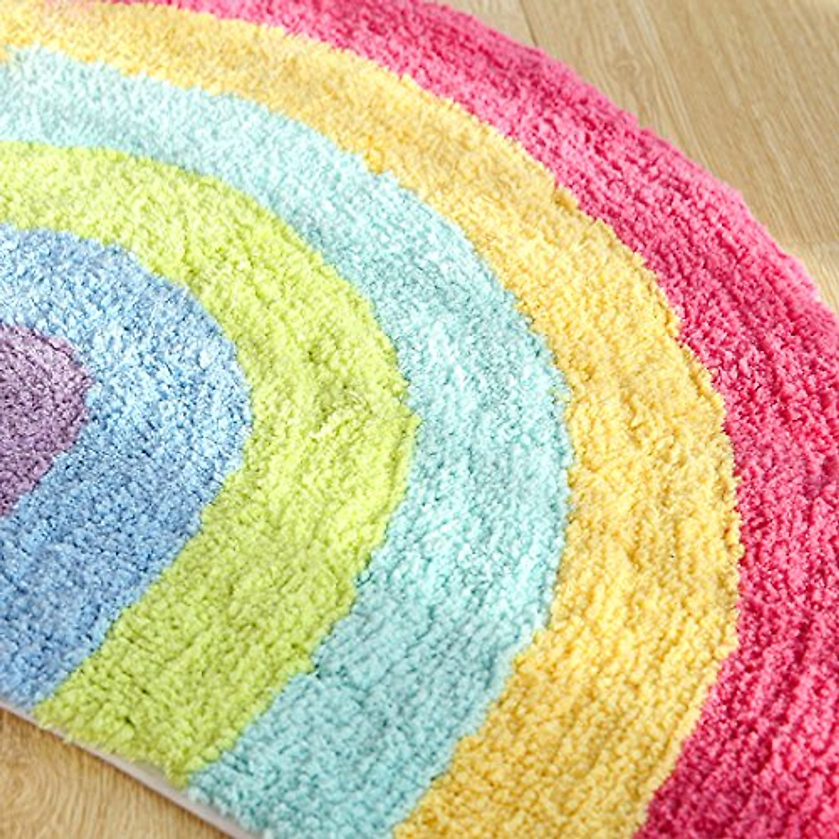 Habudda Rainbow Rug, Decor Doormat Bath Mat, Bathroom Classroom Bedroom Outdoor & Indoor Entrance Front Floor, Cute Shower Bathmat, Soft Non-Slip Carpet for Boy and Girl Kids, Pure Cotton, 32"× 20"