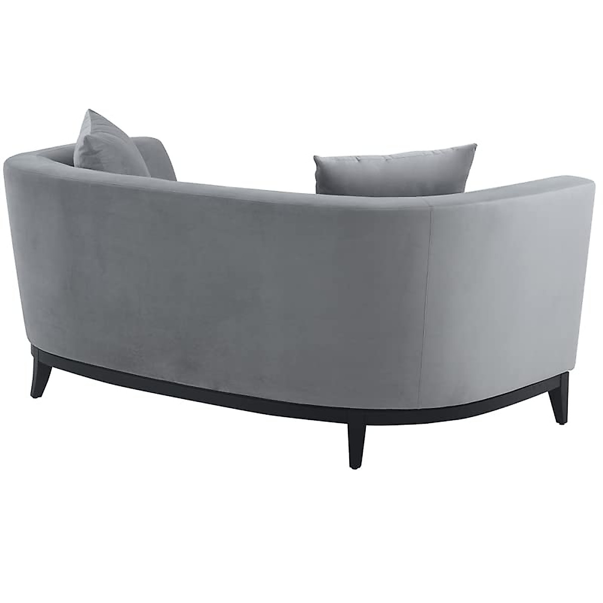 Armen Living Melange Gray Velvet Loveseat with Black Wood Base