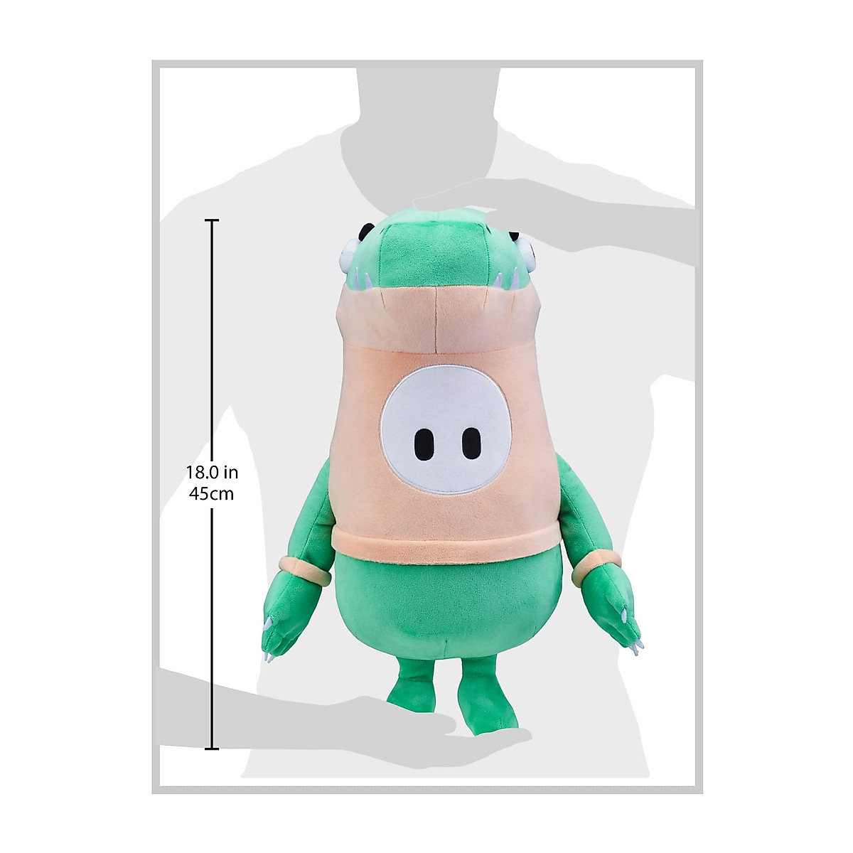 FALL GUYS Moose Toys - Raptor Bean Skin - Official Collectable 18" Large Super Soft Cuddly Deluxe Plush Toys from The Ultimate Knockout Video Game 2 Characters to Collect Series 1, Multicolor (62553)