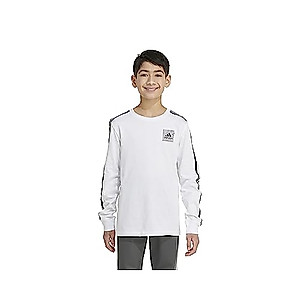 adidas Boys' Long Sleeve Cotton Small Logo T-Shirt, White