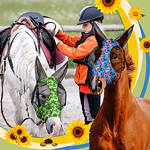 Chunful 6 Pcs Horse Fly Masks for Horses with Ears Smooth and Comfortable Fly Masks Cashel Fly Mask Elasticity Horse Face Mask Horse Masks Covering for Horses Riding Supplies(Large, Flamingo)