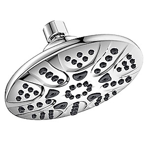 HOPOPRO High Pressure Shower Head with 5 Functions, 6 Inch Fixed Shower Head High Flow Rain Shower Head for Luxury Shower Experience