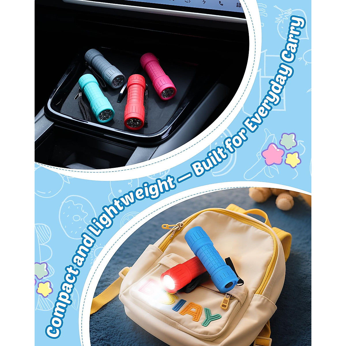 EverBrite 9-LED Flashlight 6-Pack Compact Handheld Torch Assorted Colors with Lanyard 3AAA Battery Included (Hurricane Supplies, Camping)