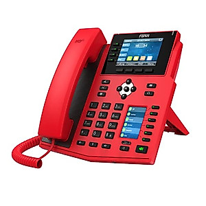 Fanvil X5U-R High-End VoIP Phone, 3.5-Inch Color Display, 2.4-Inch Side Color Display for DSS Keys. 16 SIP Lines, Dual-Port Gigabit Ethernet, Power Adapter Not Included, Red