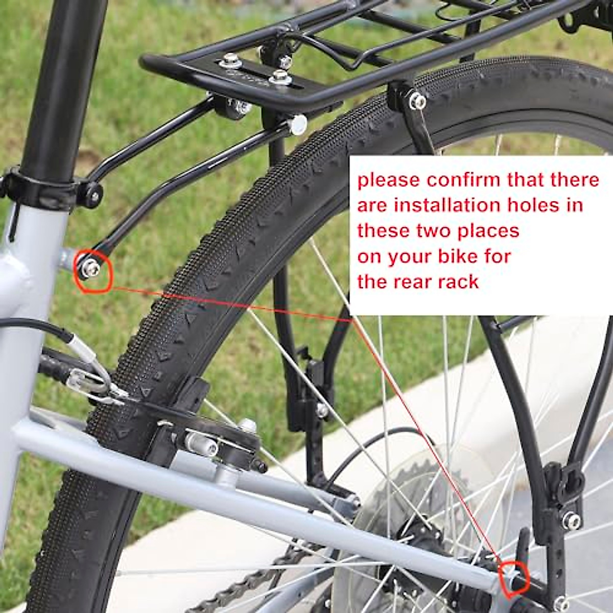 WEEROCK Bike Rear Rack 55LB Load Bearing Capacity Luggage Carrier, Height Adjustable Bike Cargo Rack Suits for 24-28 Inch Bike, Black