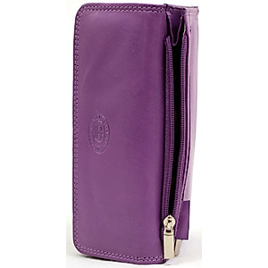 Ladies/Womens Leather Slim Wallet with Magnetic Popper Opening - Lilac